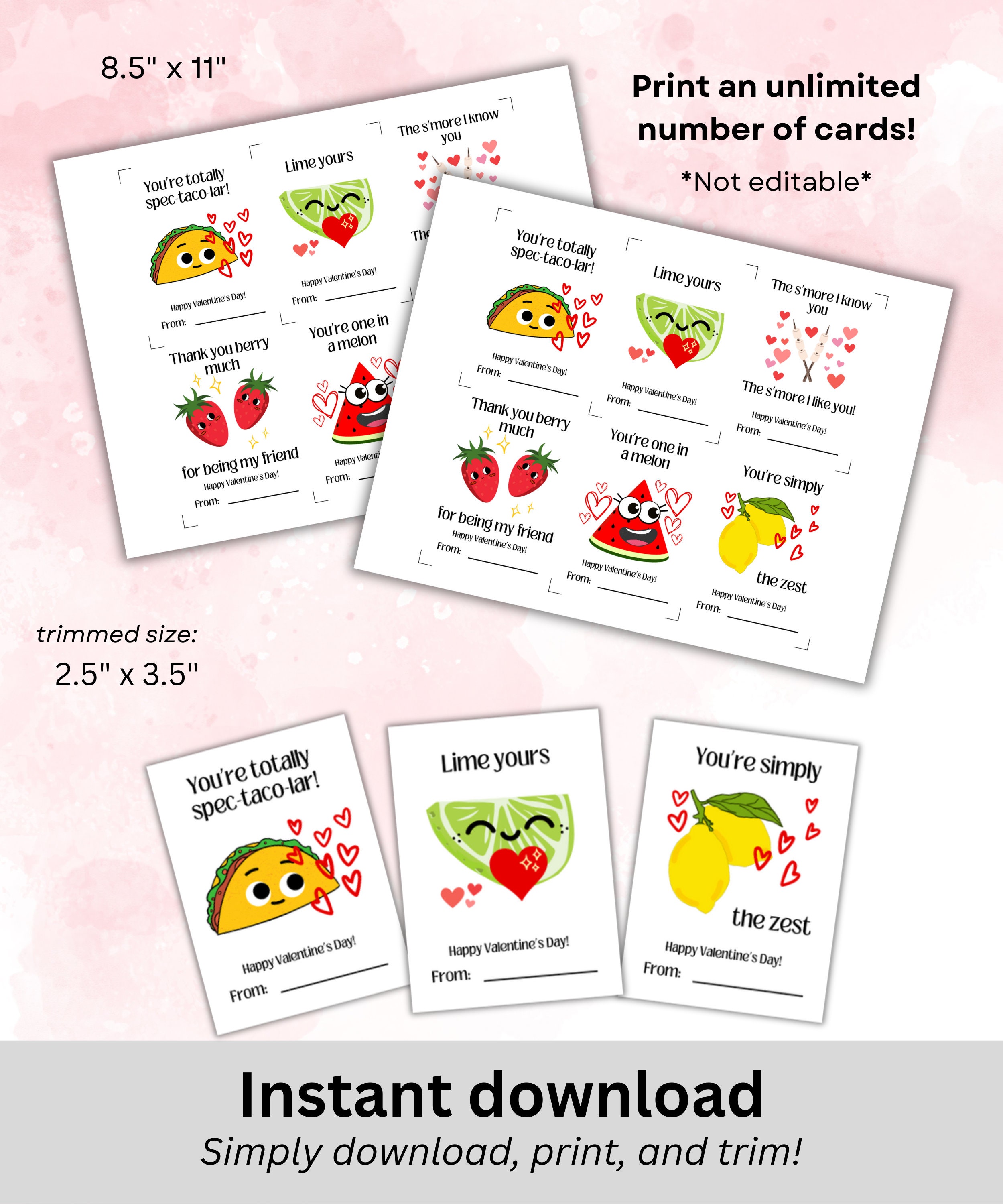 Printable Food Puns Valentine's Day Cards - Etsy