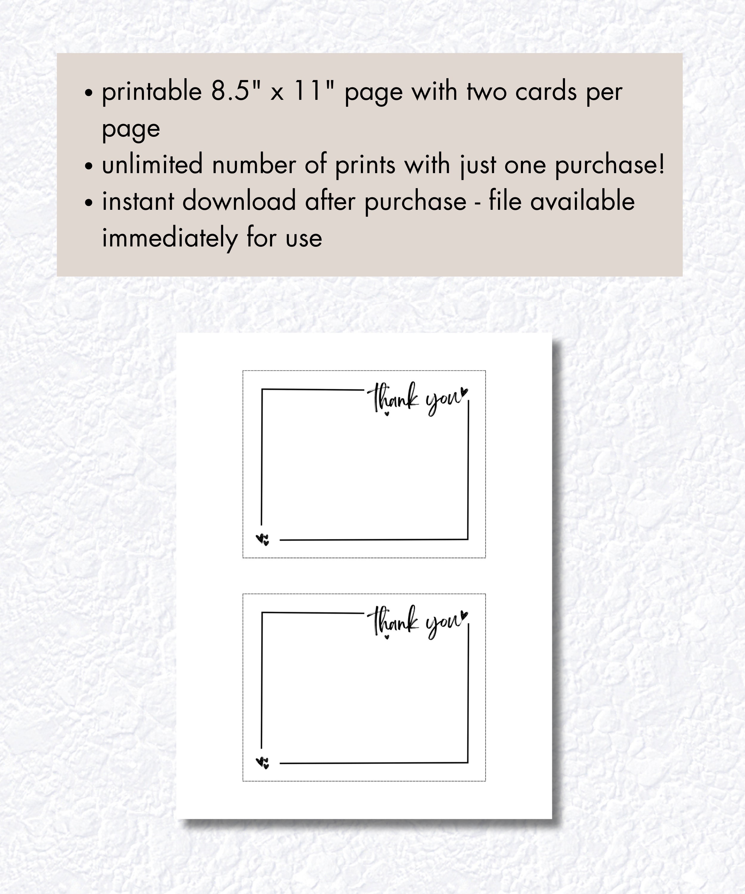 Printable Minimalist Black and White Thank You Note Card - Etsy