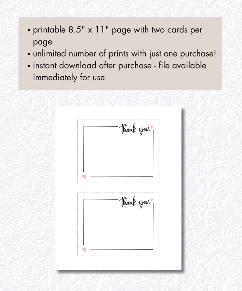 Printable Minimalist Thank You Note Card - Etsy