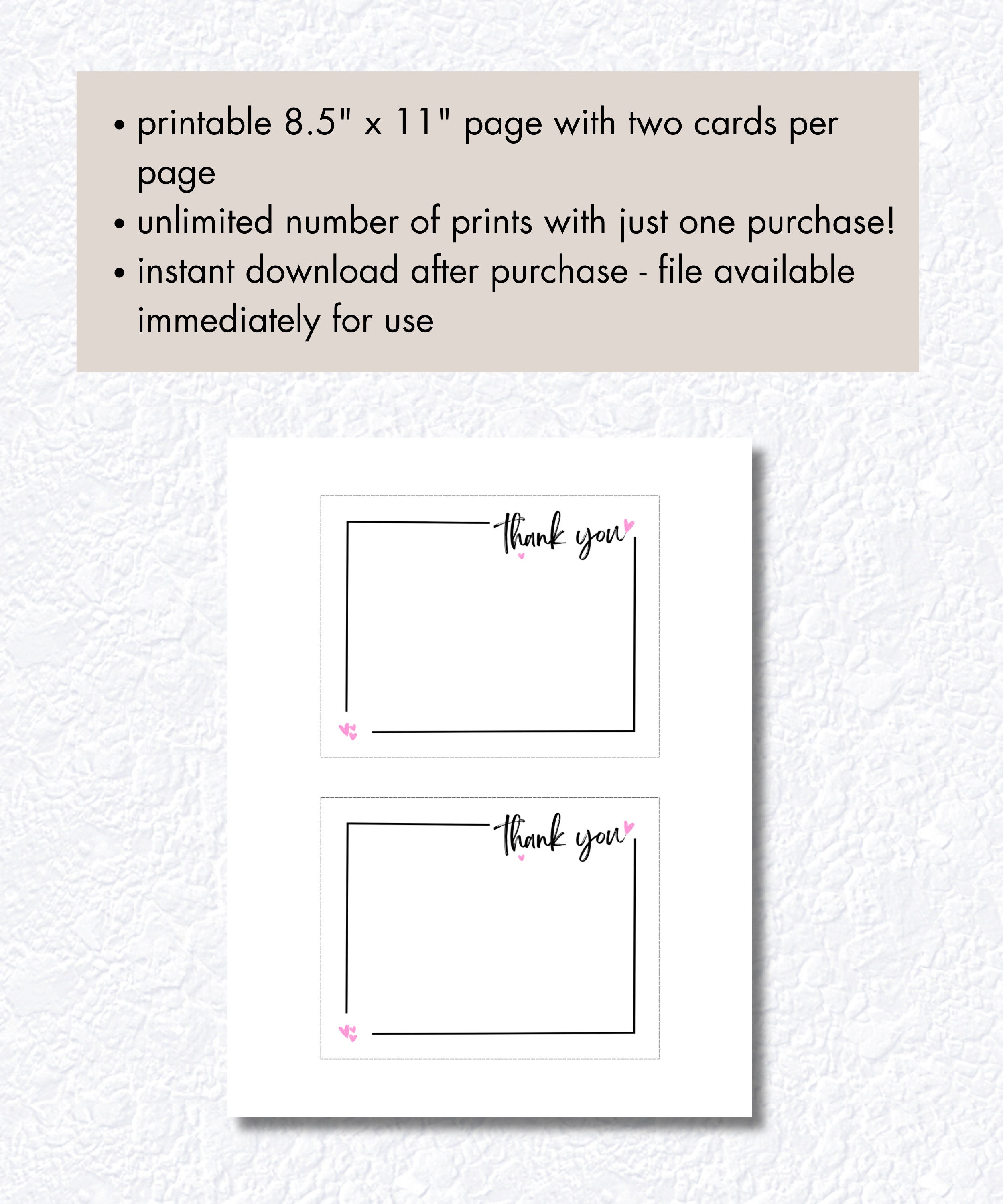 Printable Minimalist Thank You Note Card - Etsy