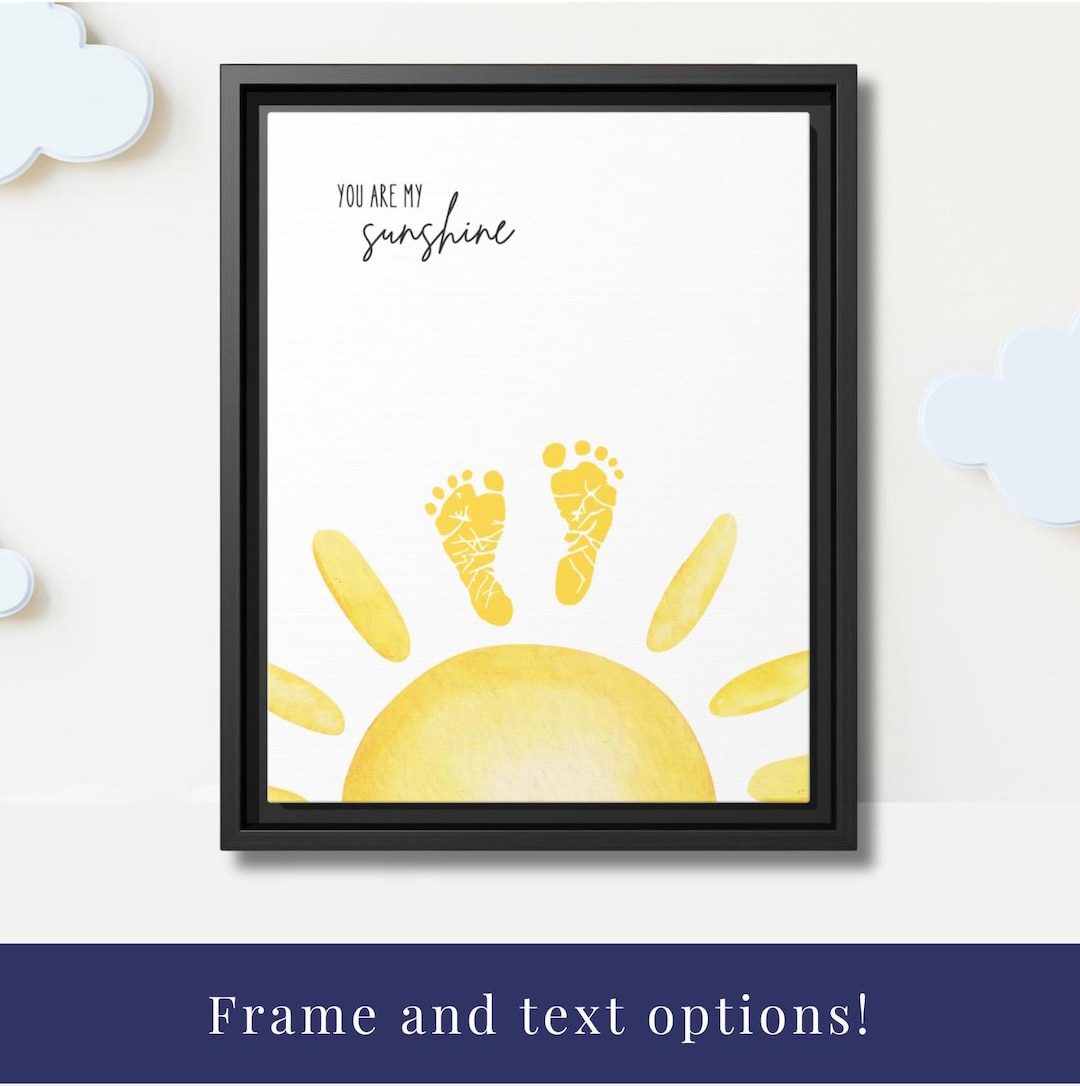 You Are My Sunshine Baby Footprint Keepsake Framed Nursery Wall Art ...