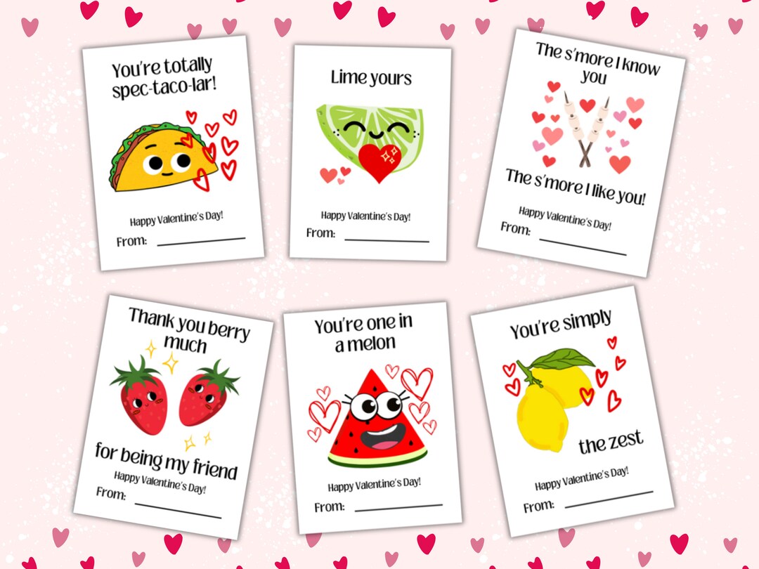 Printable Food Puns Valentine's Day Cards - Etsy
