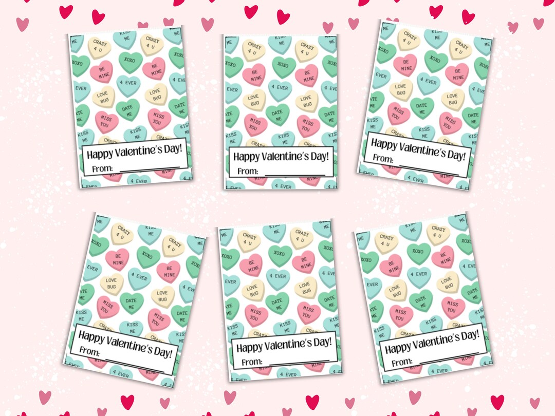 Printable Conversation Hearts Valentine's Cards - Etsy
