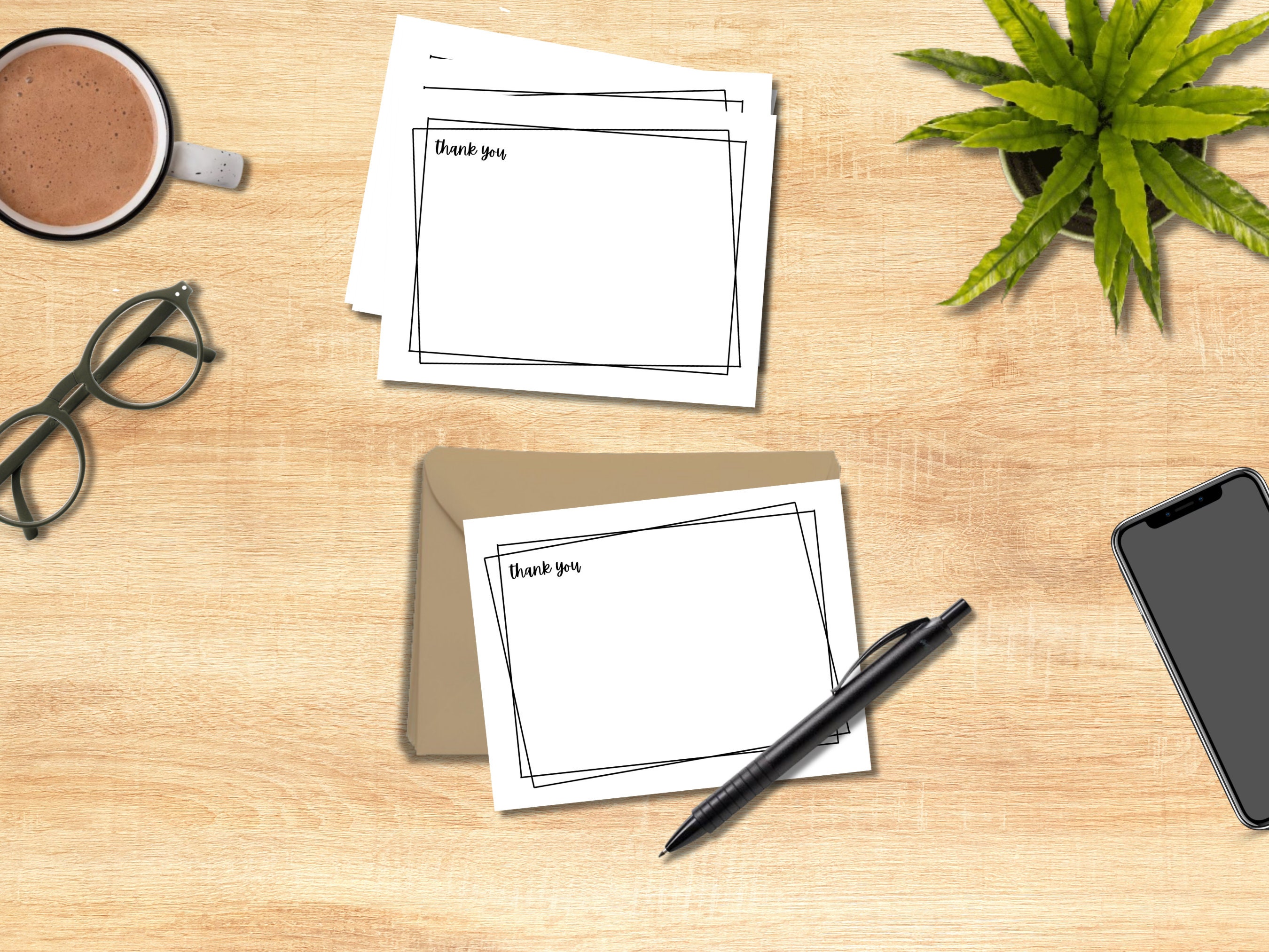 Printable Modern Lines Thank You Note Card - Etsy