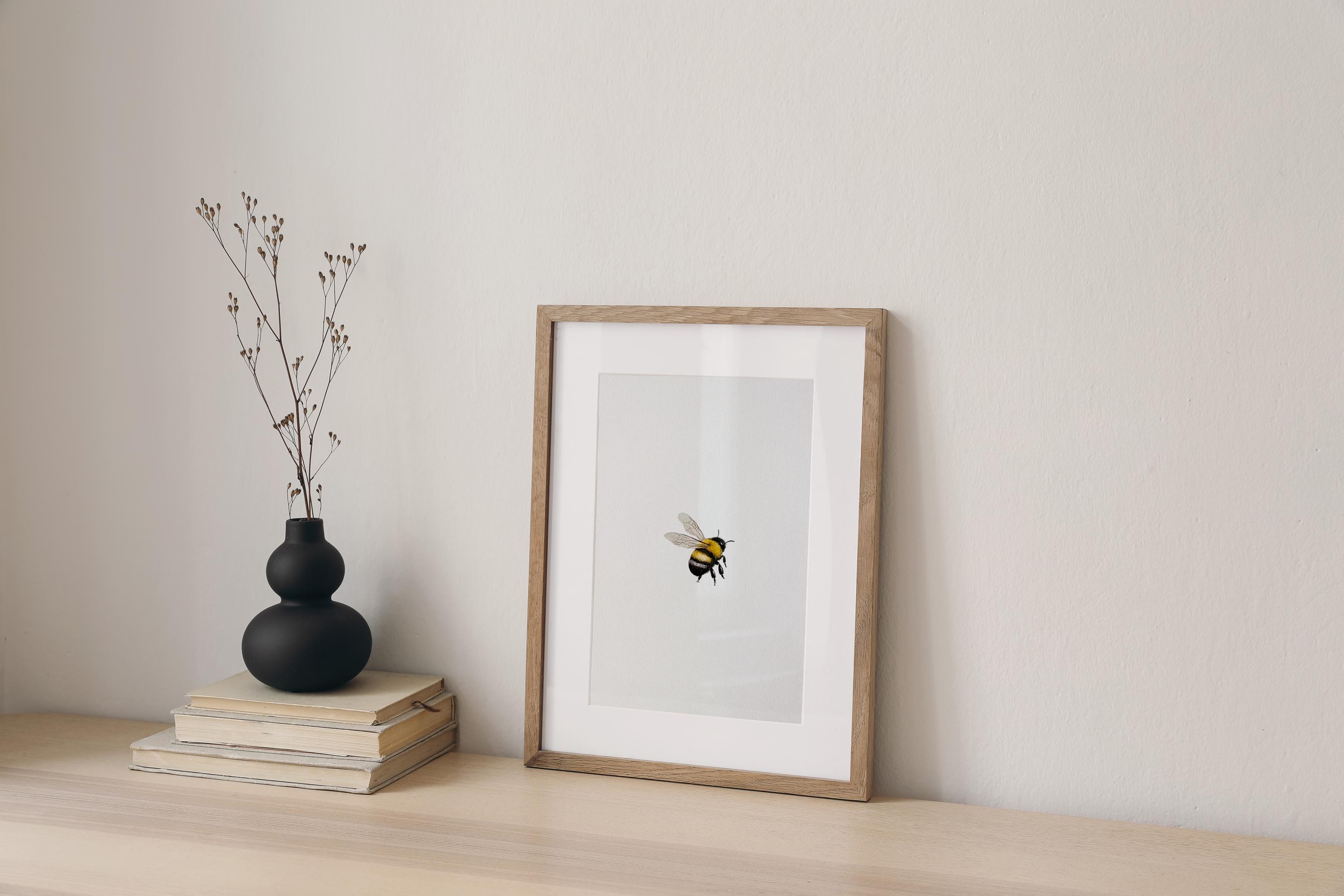 Mailed Prints, Honey Bee Sketch Print, Small Bees Artwork, Simple Bee ...