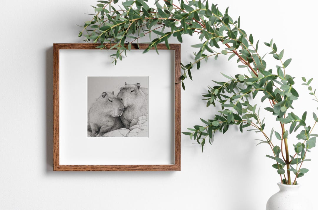 Capybara Sketch, INSTANT Downloadable Art, Minimalist Animal Art, Black ...