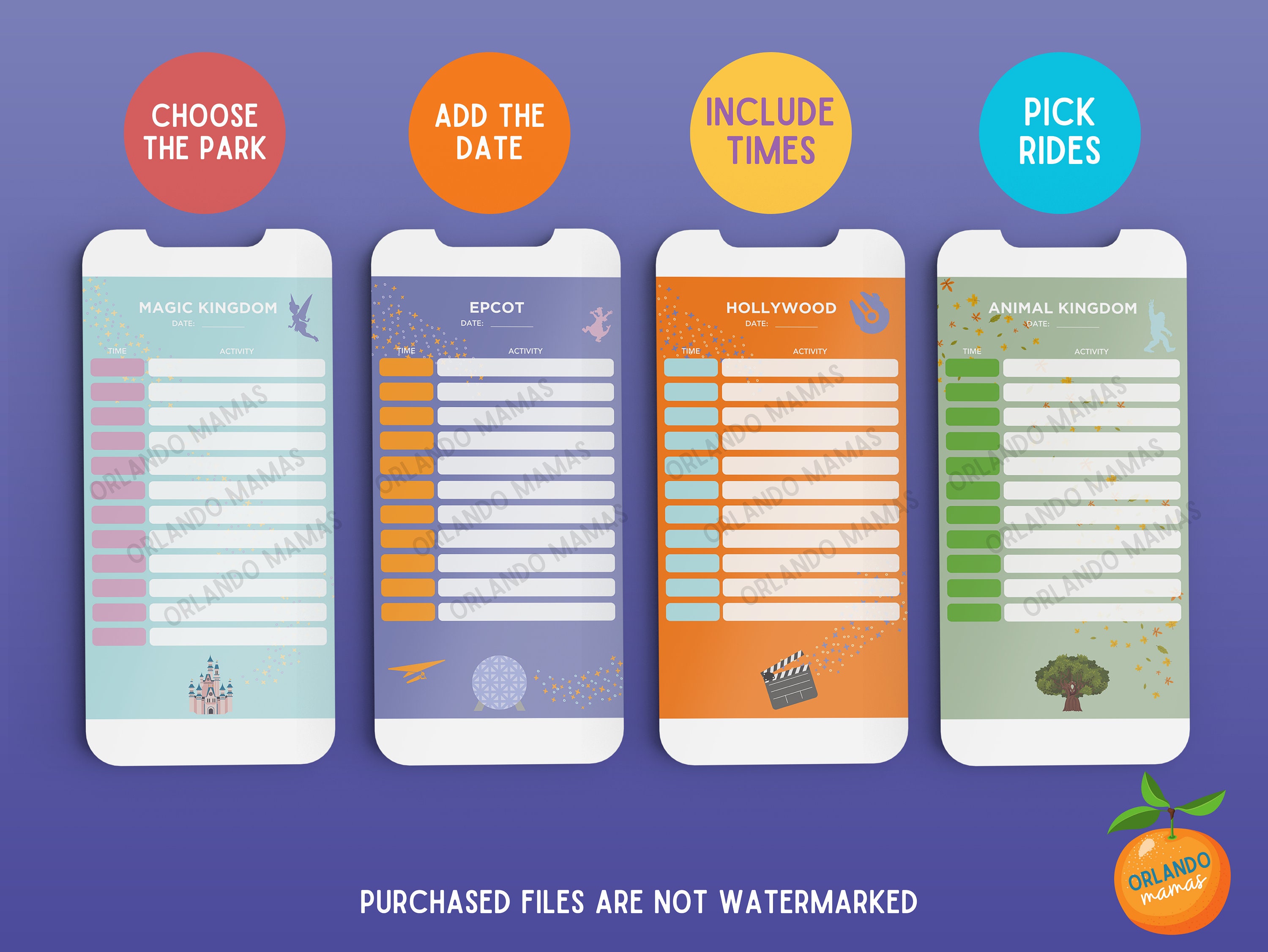 WDW Universal Studios Theme Park Mobile Planner Bundle, Orlando Theme ...
