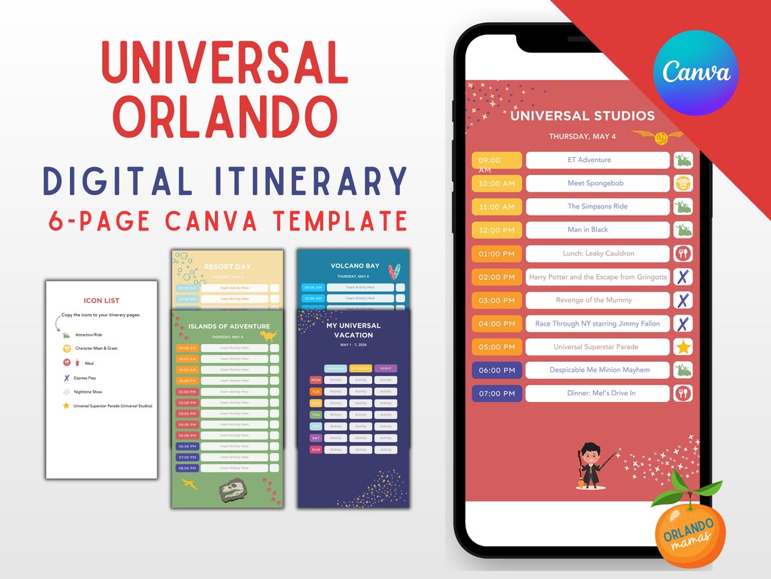 Universal Studios Planner Universal Orlando Digital Itinerary Planner ...