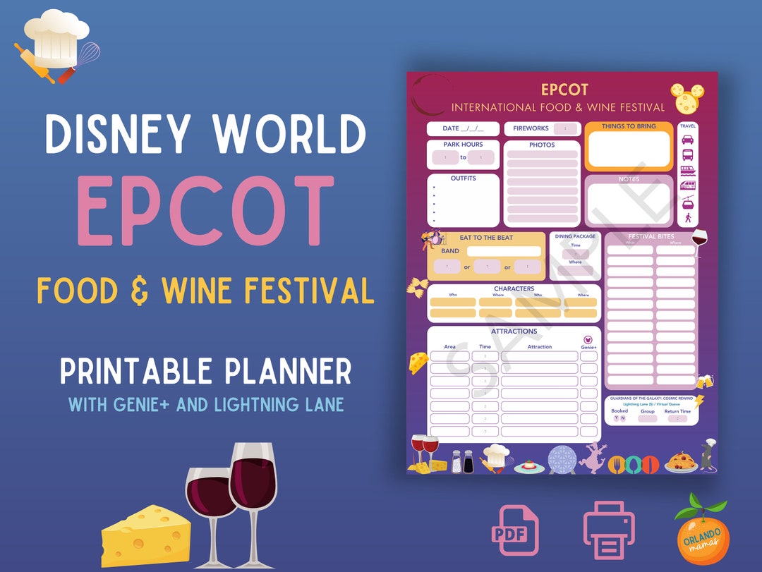 WDW Epcot Food and Wine Festival Itinerary Planner, Orlando Vacation ...