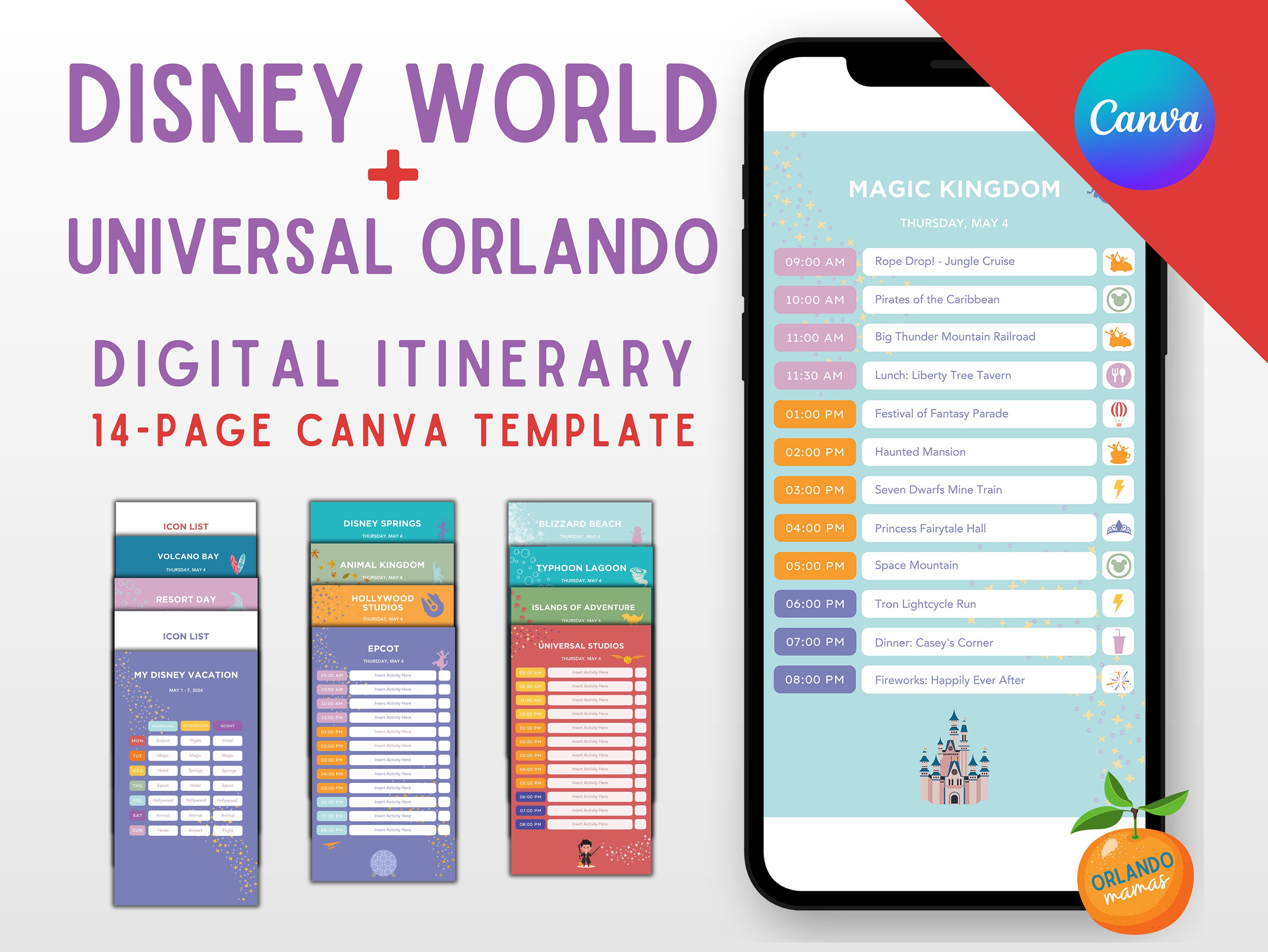 WDW + Universal Studios Theme Park Digital Planner Bundle, Orlando ...
