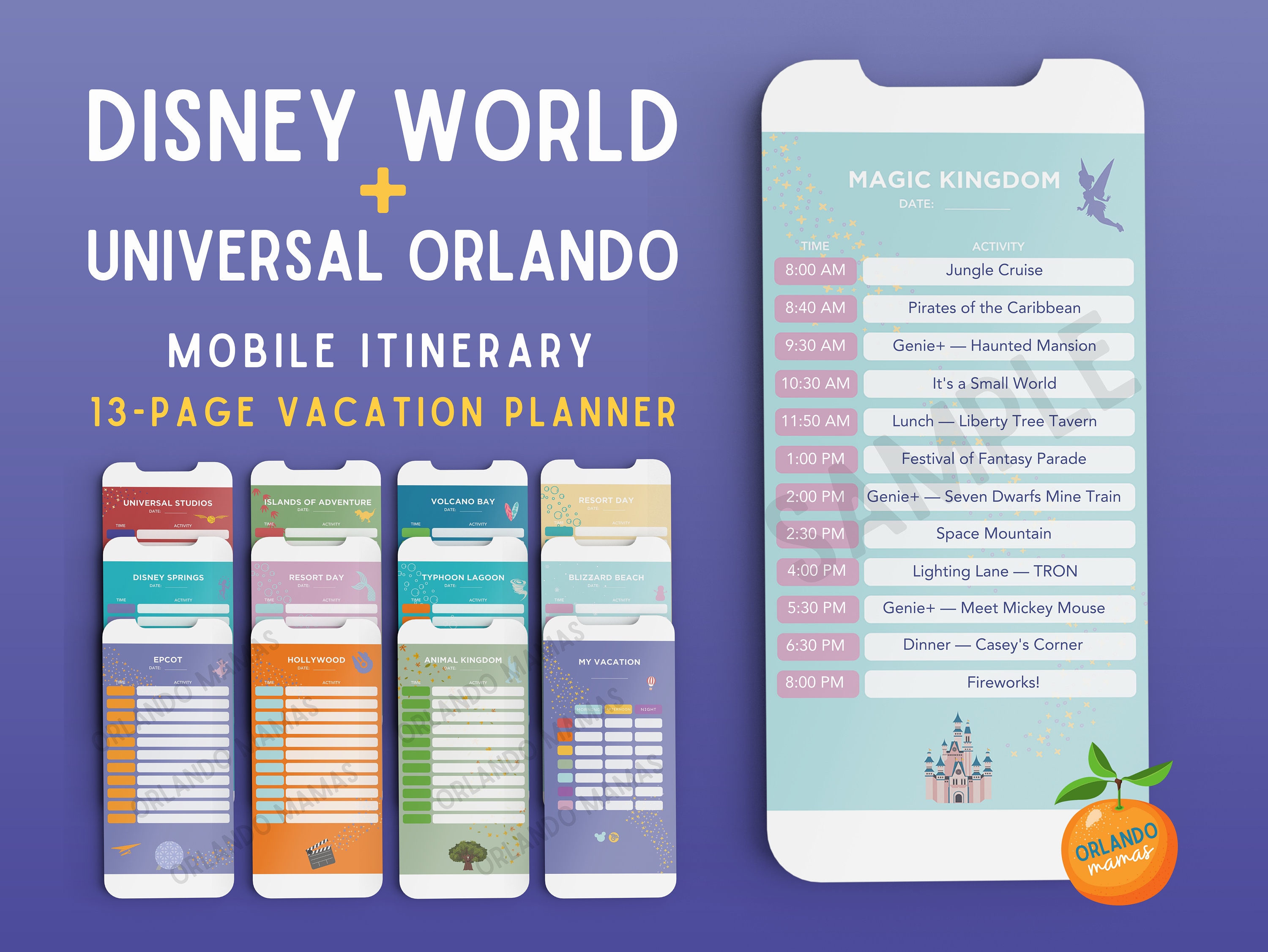 WDW Universal Studios Theme Park Mobile Planner Bundle, Orlando Theme ...
