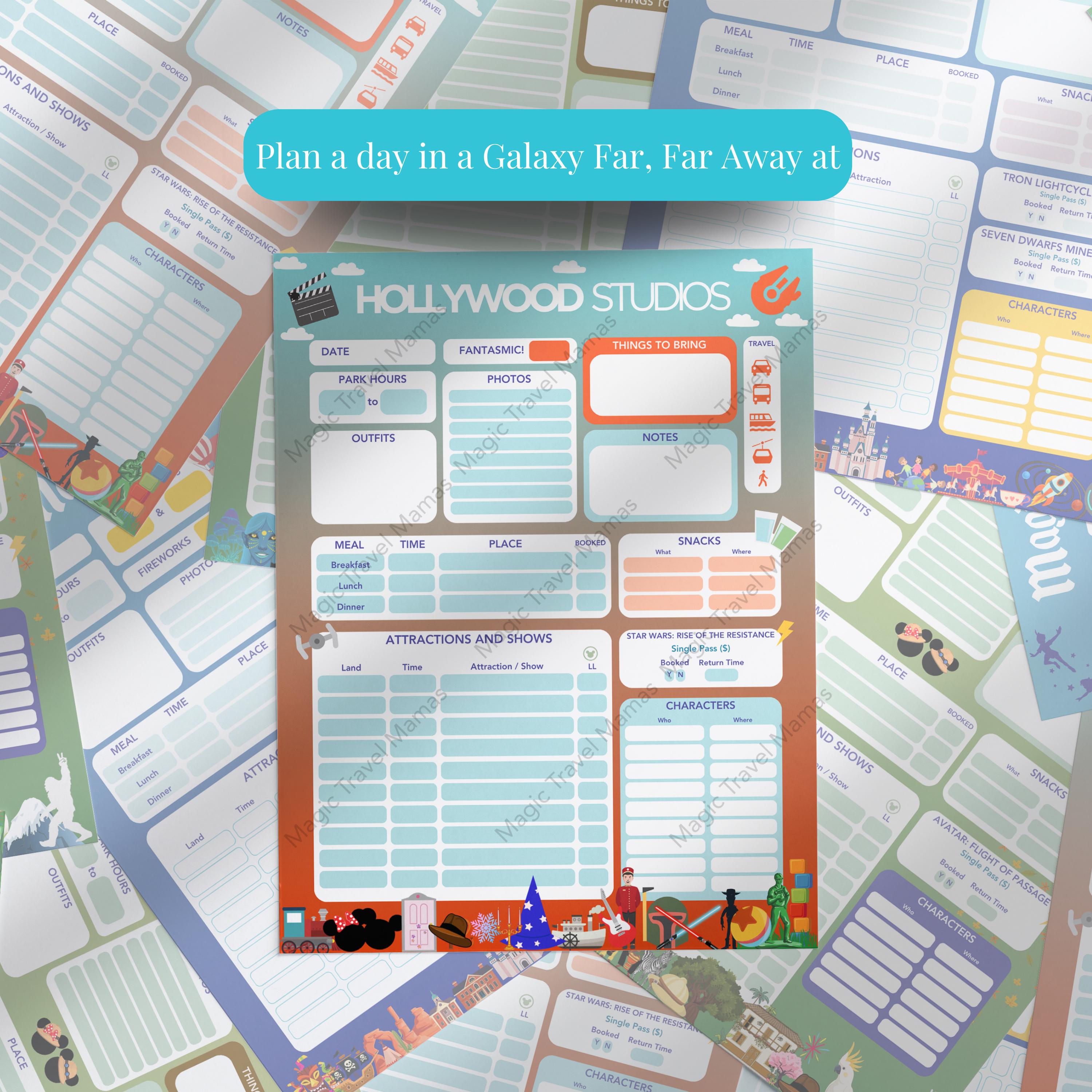 2026 WDW Daily Park Planner, Theme Park Itinerary, Printable Fillable ...