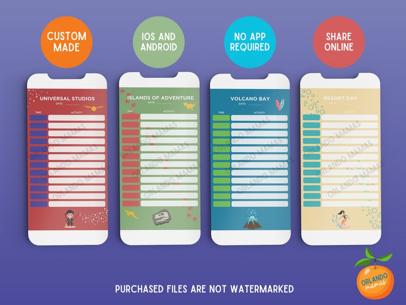 WDW Universal Studios Theme Park Mobile Planner Bundle, Orlando Theme ...