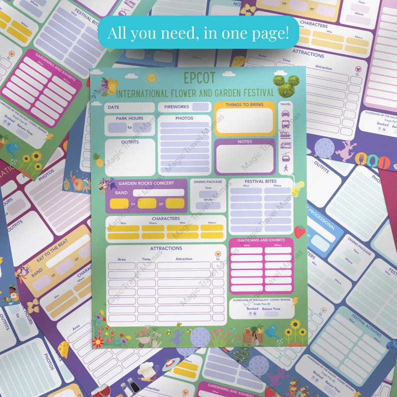 WDW Epcot Flower and Garden Festival Planner, Printable Fillable PDF - Etsy