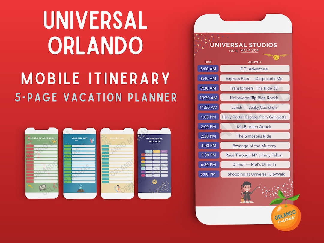 Universal Orlando Mobile Planner Universal Orlando Digital Itinerary ...