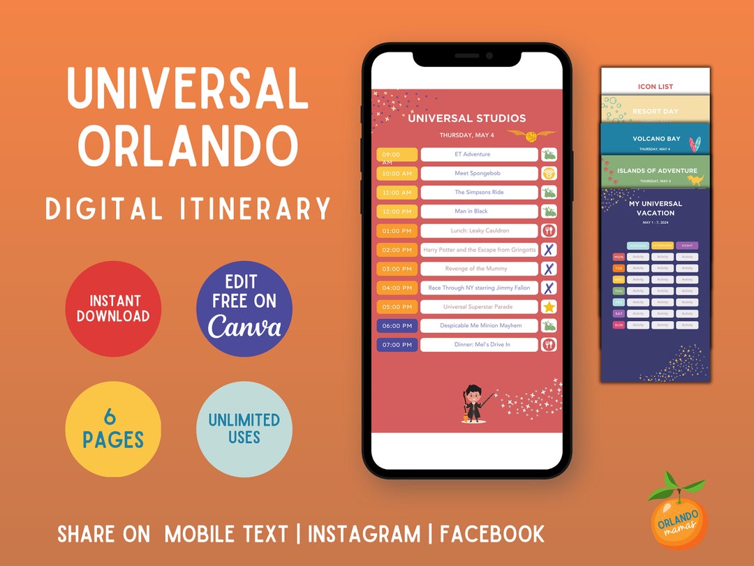 Universal Studios Planner Universal Orlando Digital Itinerary - Etsy