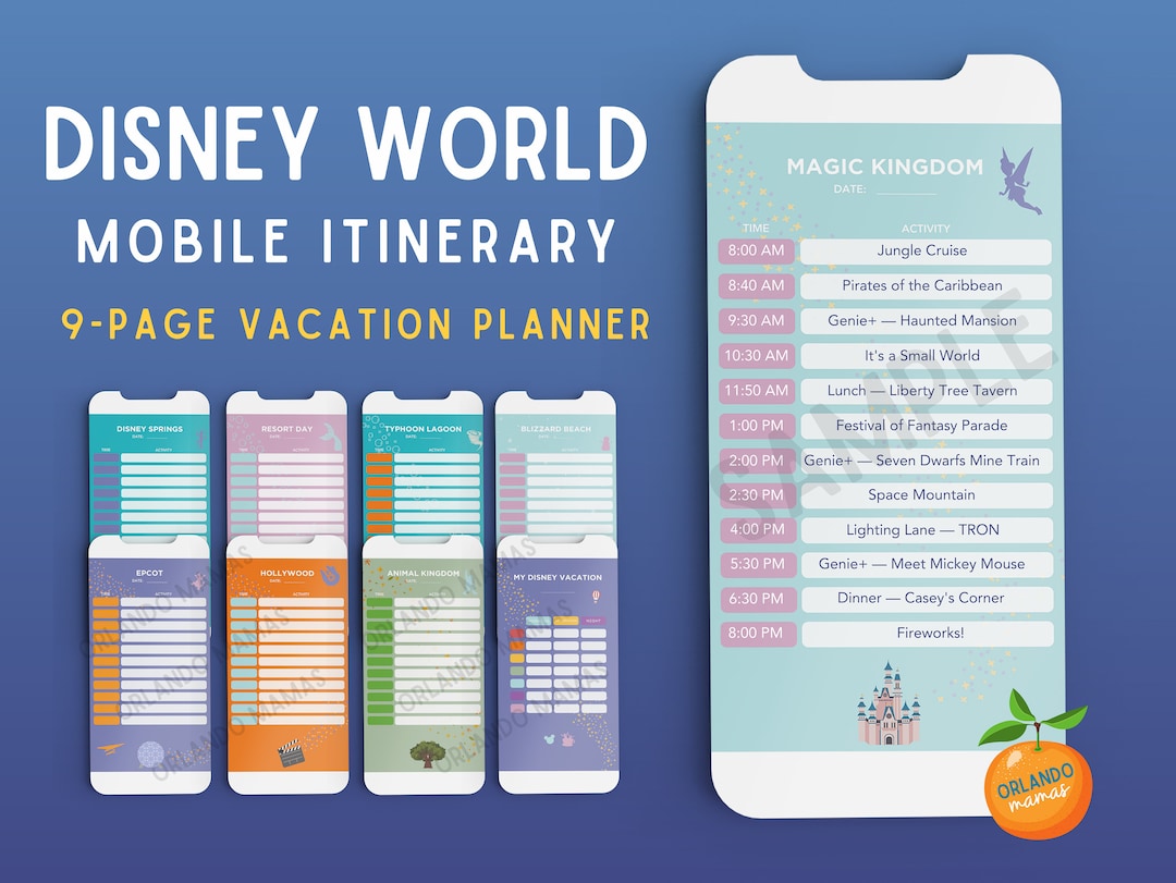WDW Mobile Vacation Planner, WDW Orlando Digital Planner, Wdw Park ...