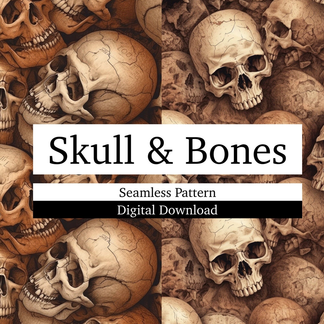 Skull & Bones, Seamless Digital Pattern Papers, Repeating, Seamless ...