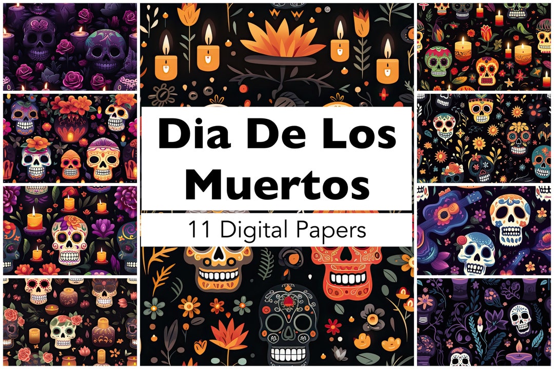 Los Muertos, Day of the Dead Seamless Digital Pattern Papers, Repeating ...