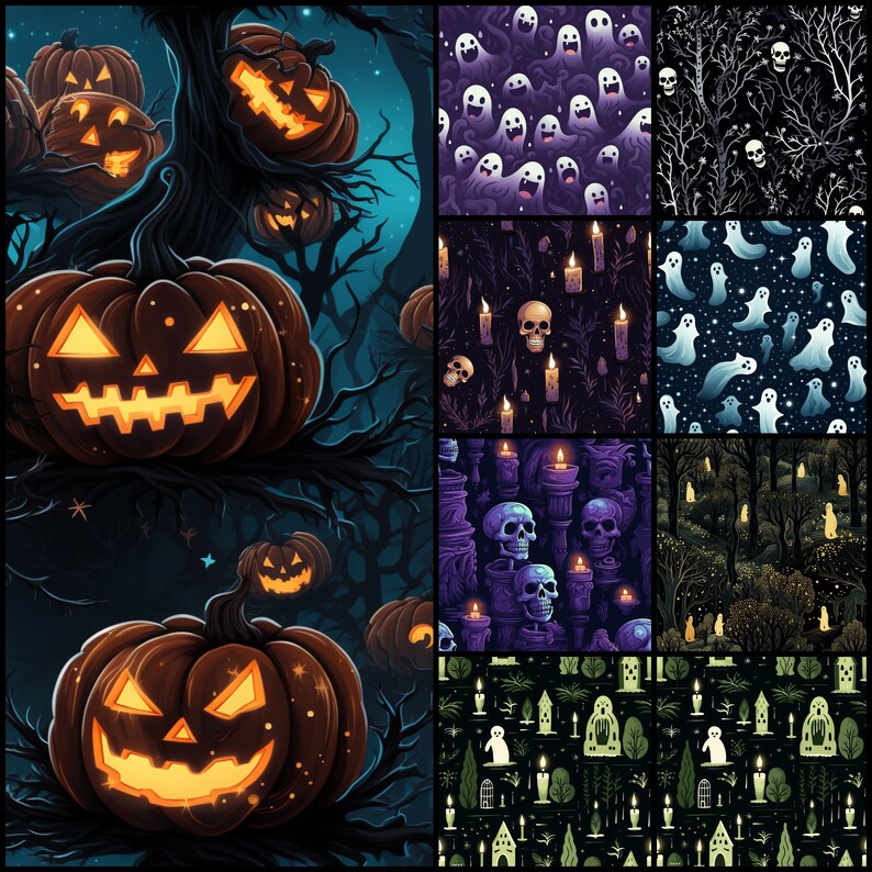 Spooky Halloween Seamless Digital Seamlessrepeating Pattern - Etsy