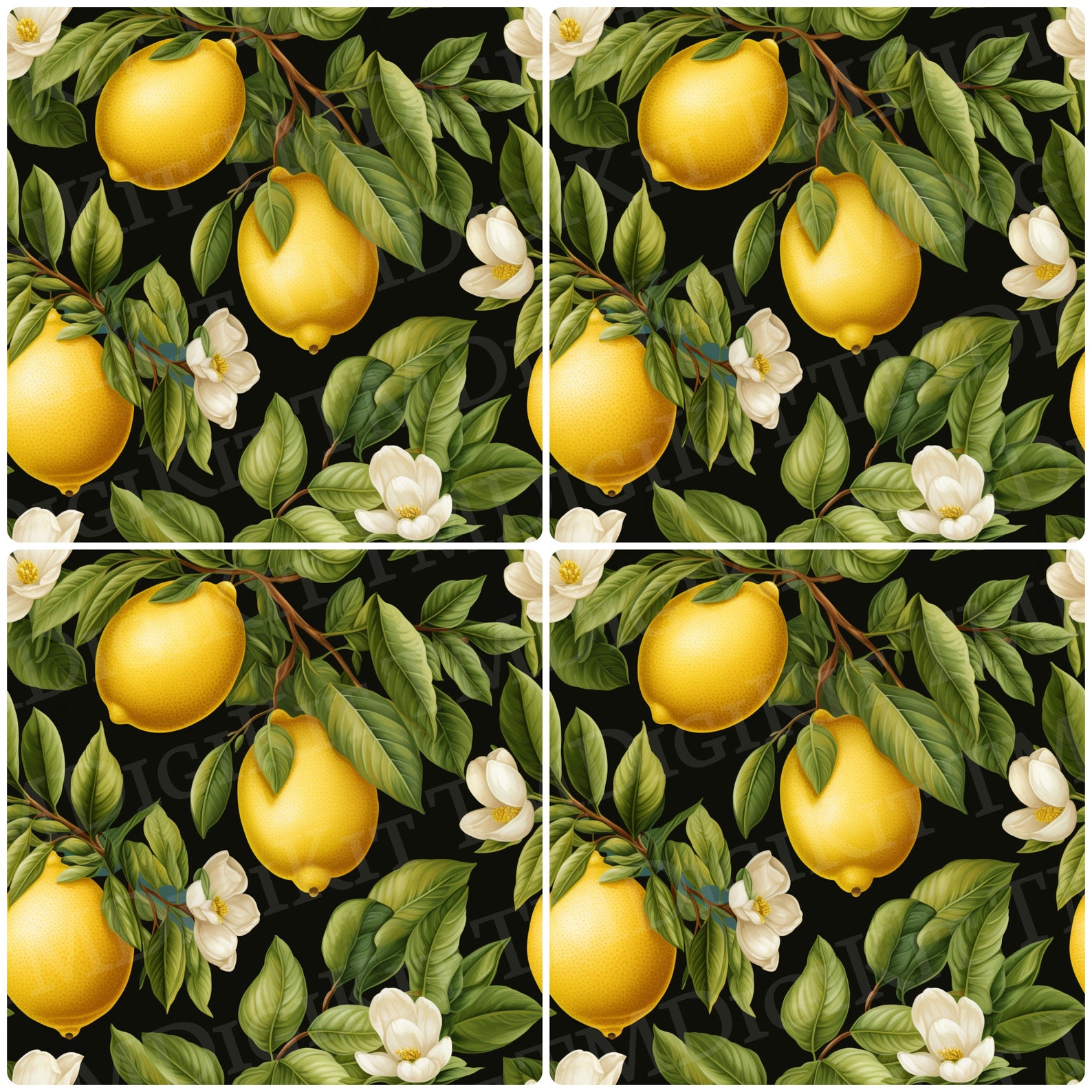 Italian Lemons Seamless Pattern Collection, Repeating Pattern, Citrus ...