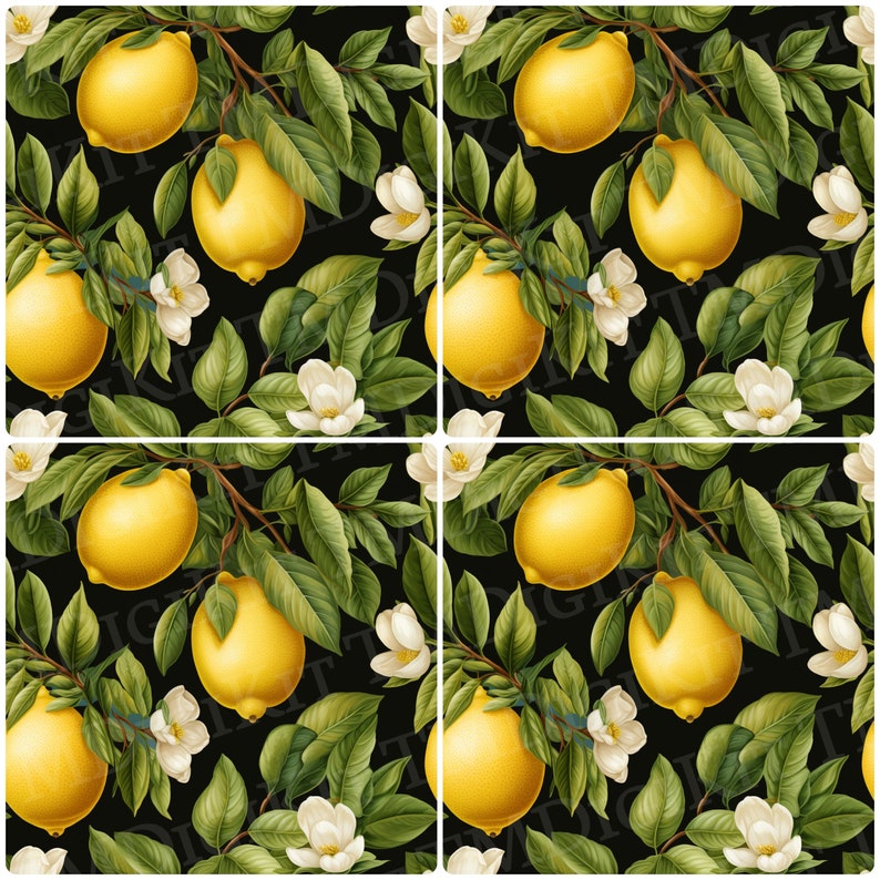 Italian Lemons Seamless Pattern Collection, Repeating Pattern, Citrus ...