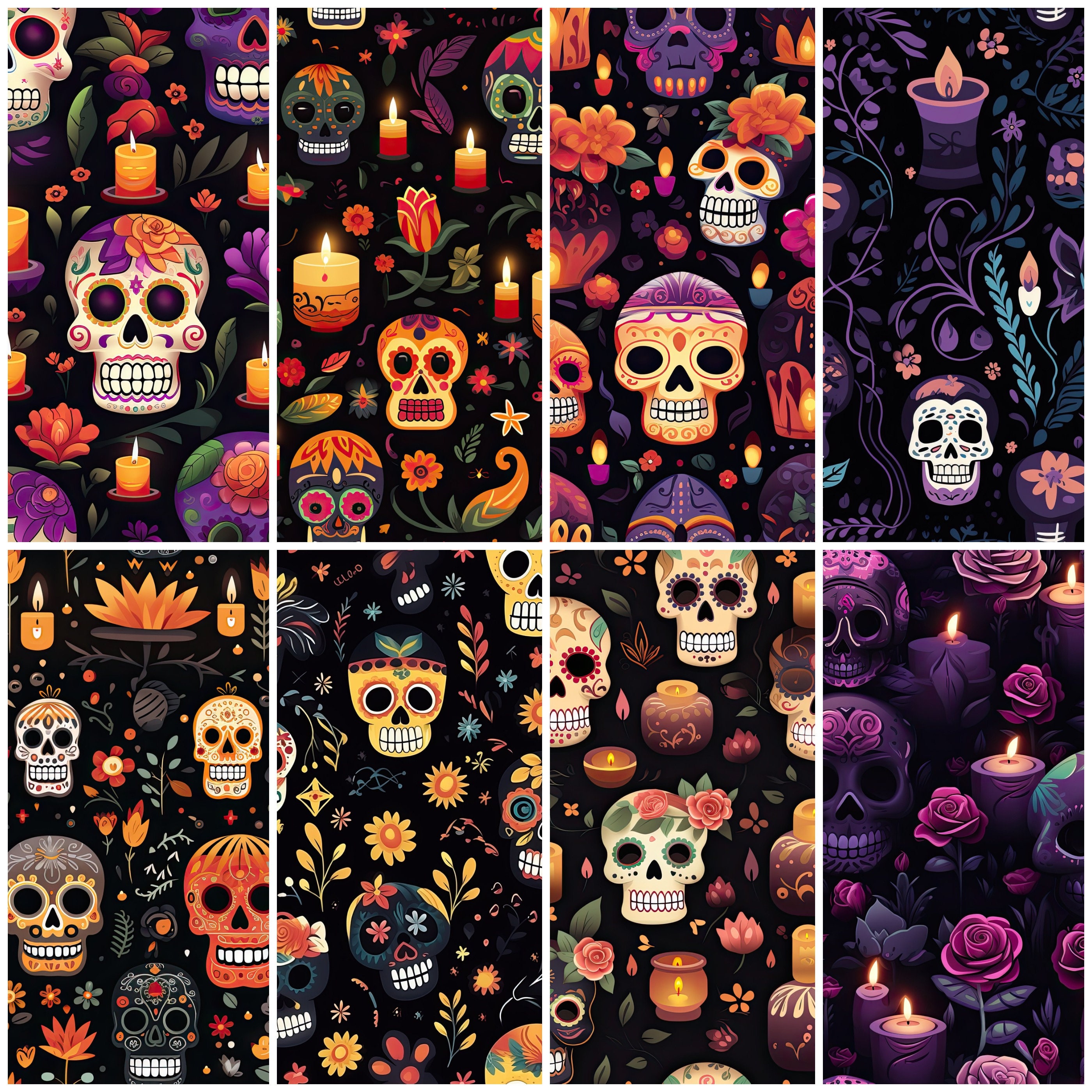 Los Muertos, Day of the Dead Seamless Digital Pattern Papers, Repeating ...