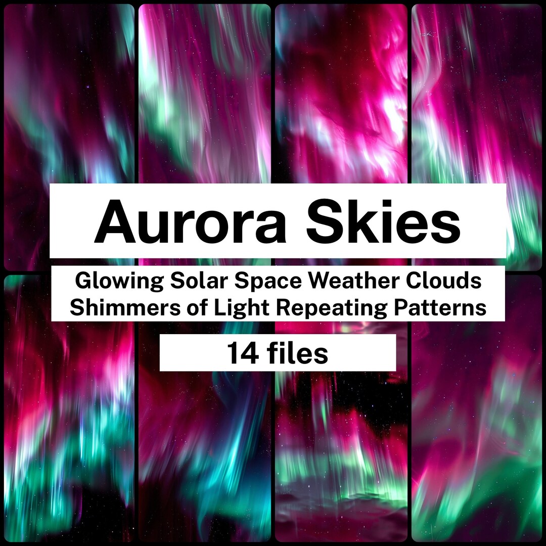 Aurora Skies Seamless Pattern | Iridescent Northern Lights Digital ...