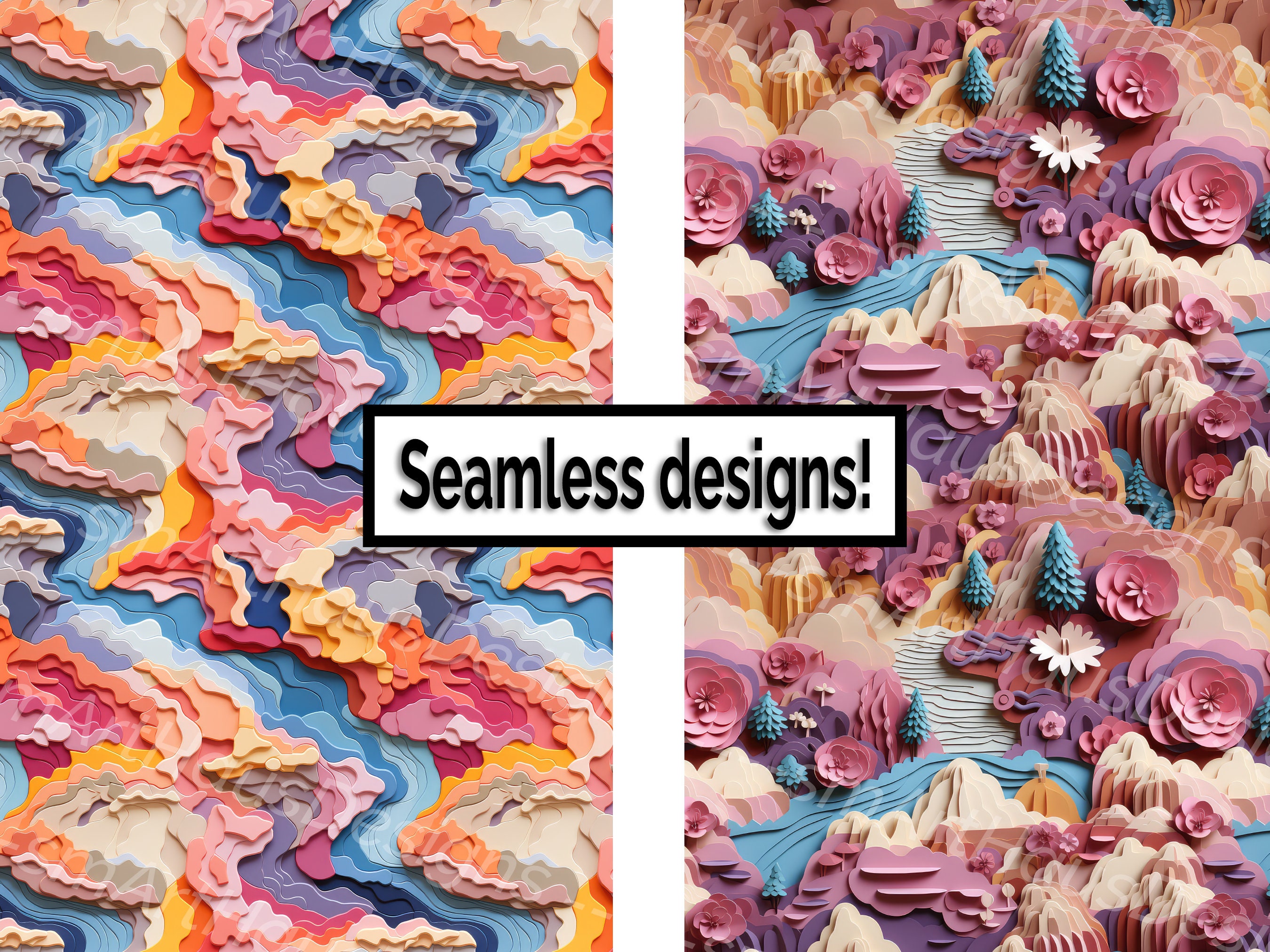 Grand Canyon Kirigami Digital Seamless Paper, Desert Rose Paper ...