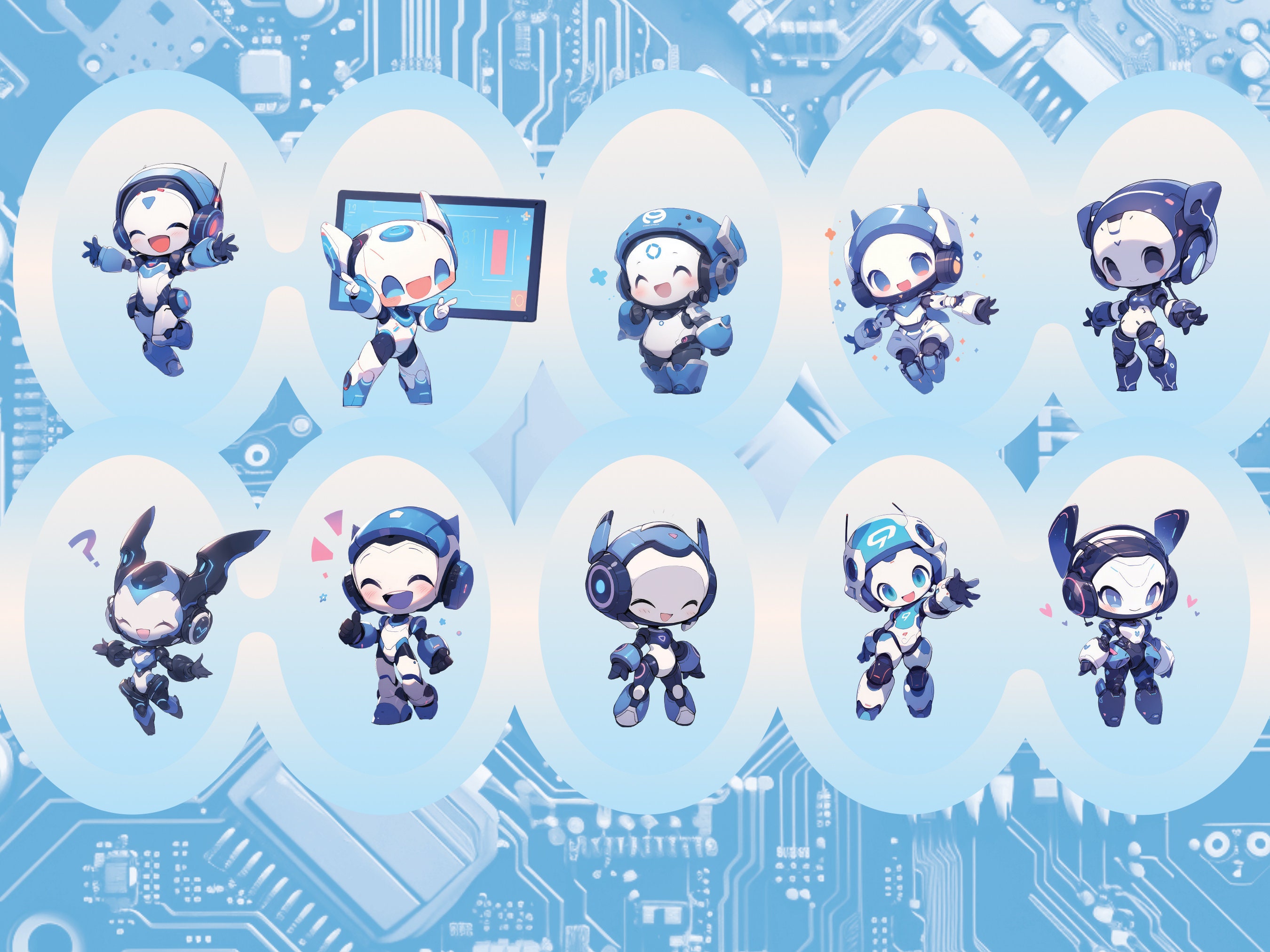 Cute Robot Clip Art Set 50 Robot Characters, Fun Robot, Mechanical ...