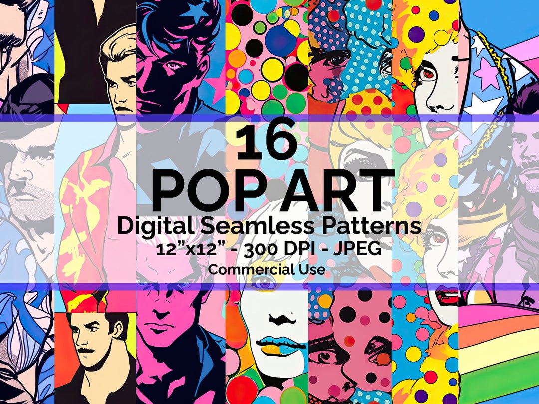 Pop Art Digital Seamless Pattern, Pop Art Pattern, Pop Art Digital ...