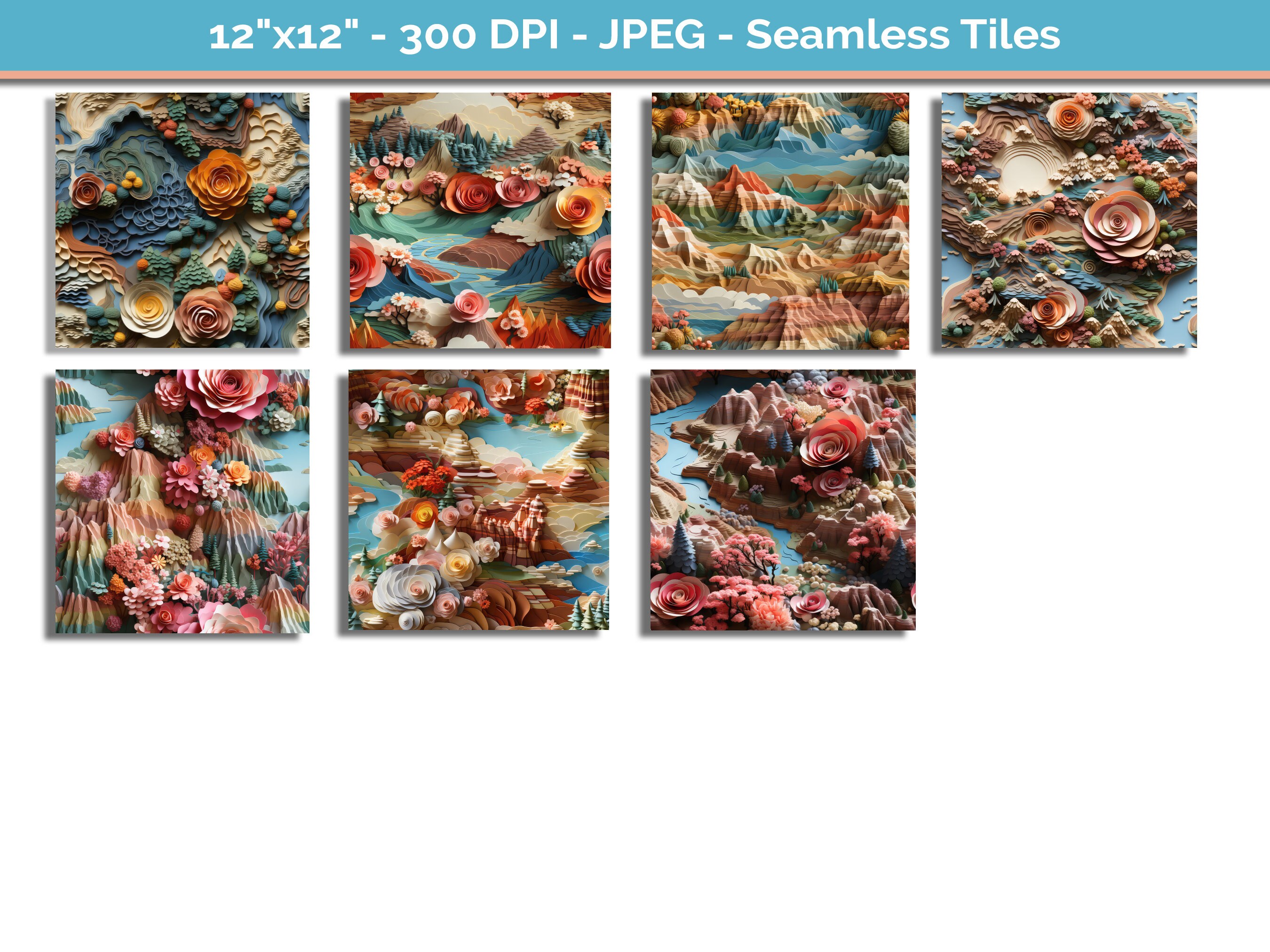 Grand Canyon Kirigami Digital Seamless Paper, Desert Rose Paper ...