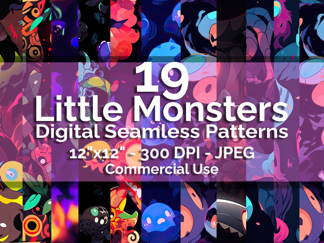 Little Monsters Digital Seamless Paper Kawaii Monster Digital - Etsy