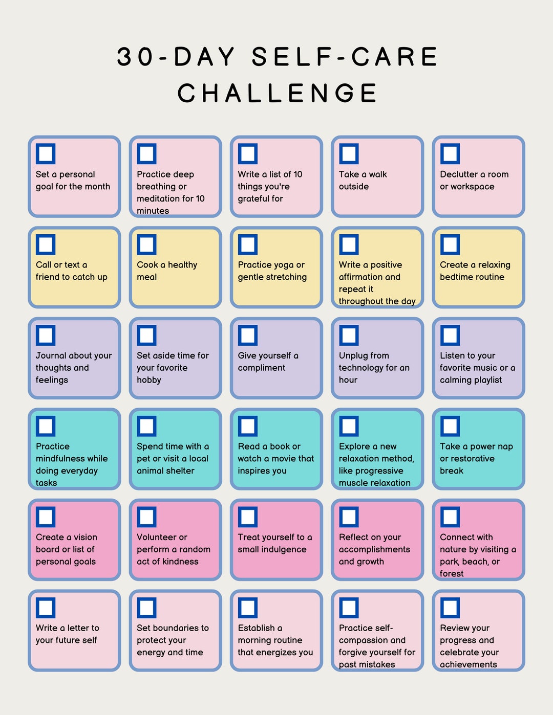 Digital Planner, 30-day Self-care Plan, iPad Planner, Self-care Plan ...