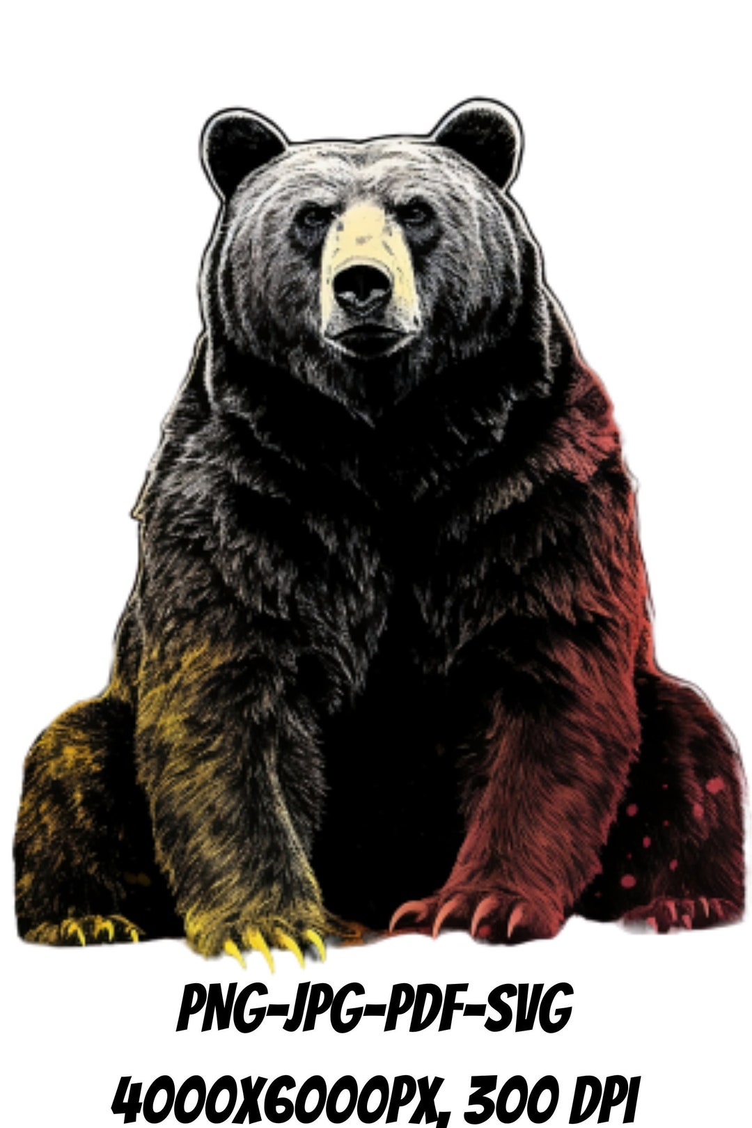 Mad Bear Portrait Angry Gaze Claws Art Poster Print Home - Etsy