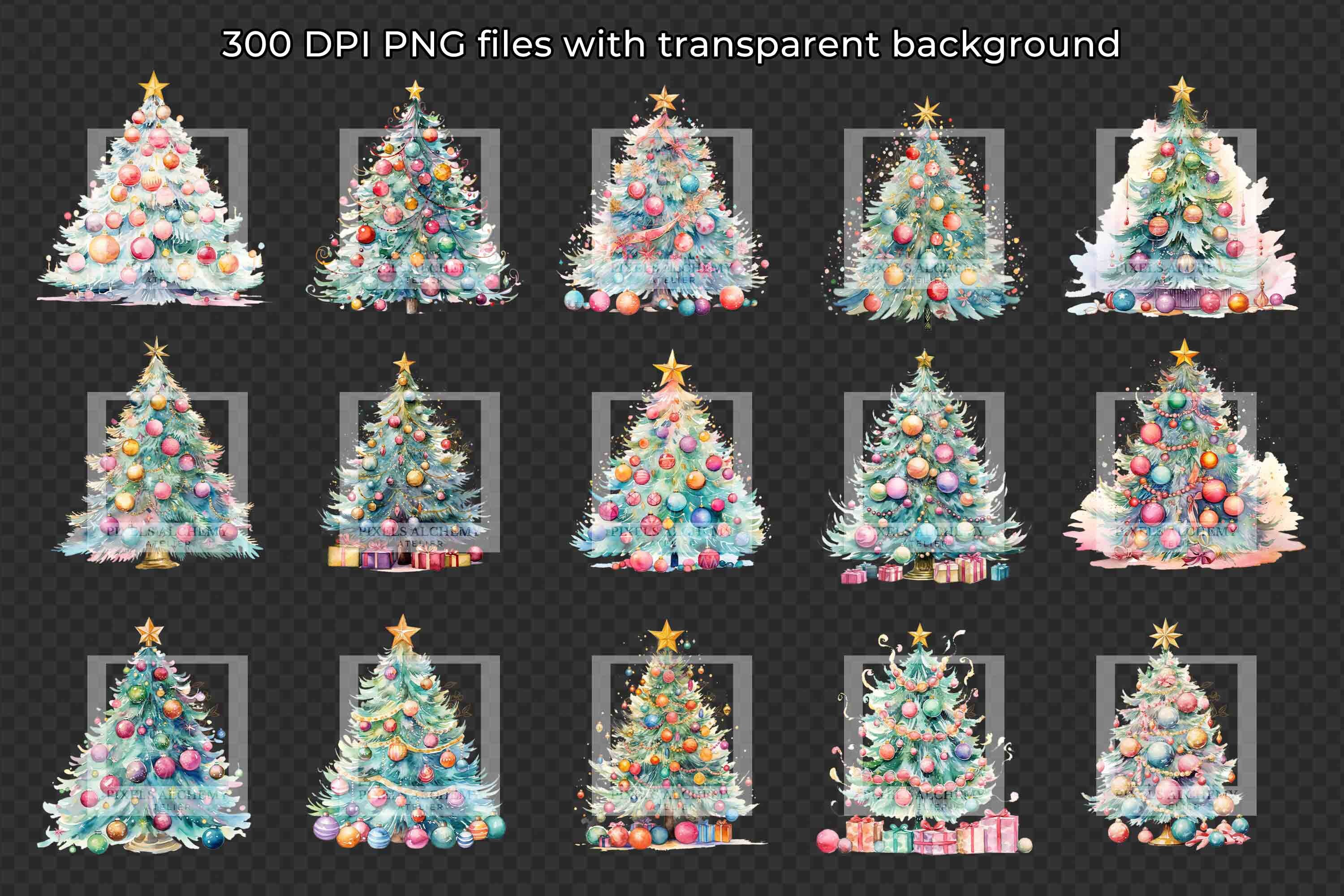 15 Retro Christmas Tree Clipart, Transparent PNG, Free Commercial Use ...