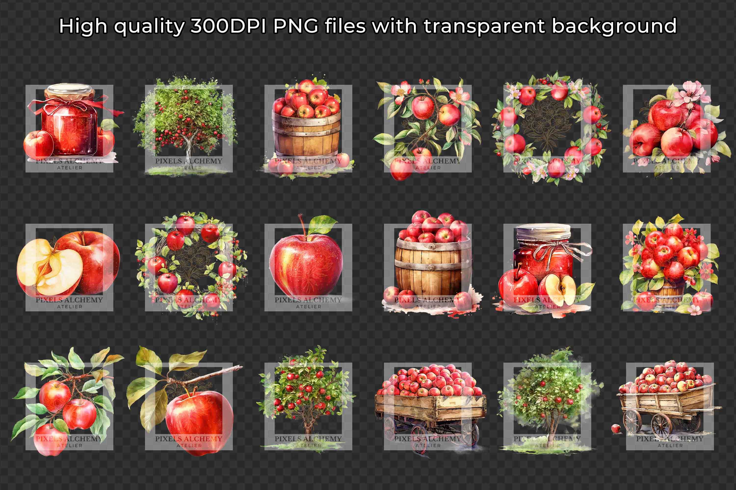 28 Watercolor Apple Bundles Clipart, Transparent PNG, FREE Commercial ...