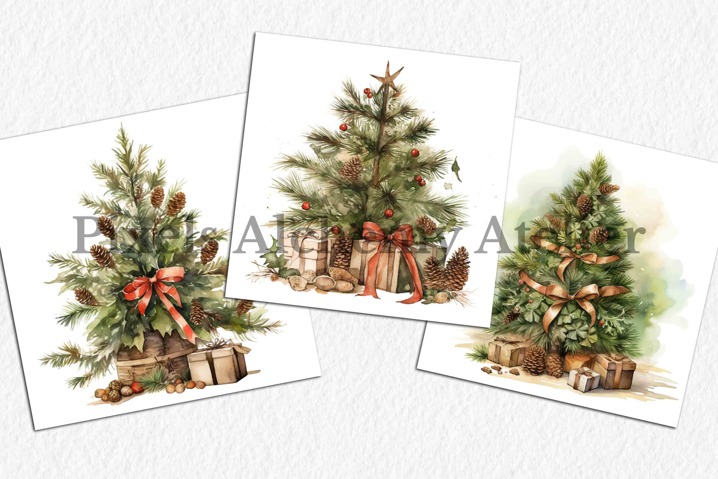 15 Classic Vintage Christmas Tree Clipart, Transparent PNG, Free ...