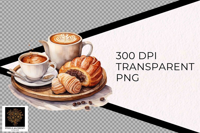 20 Coffee and Pastry Delight Storefront Watercolor Clipart, Pngs ...