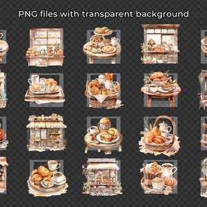 20 Coffee and Pastry Delight Storefront Watercolor Clipart, Pngs ...