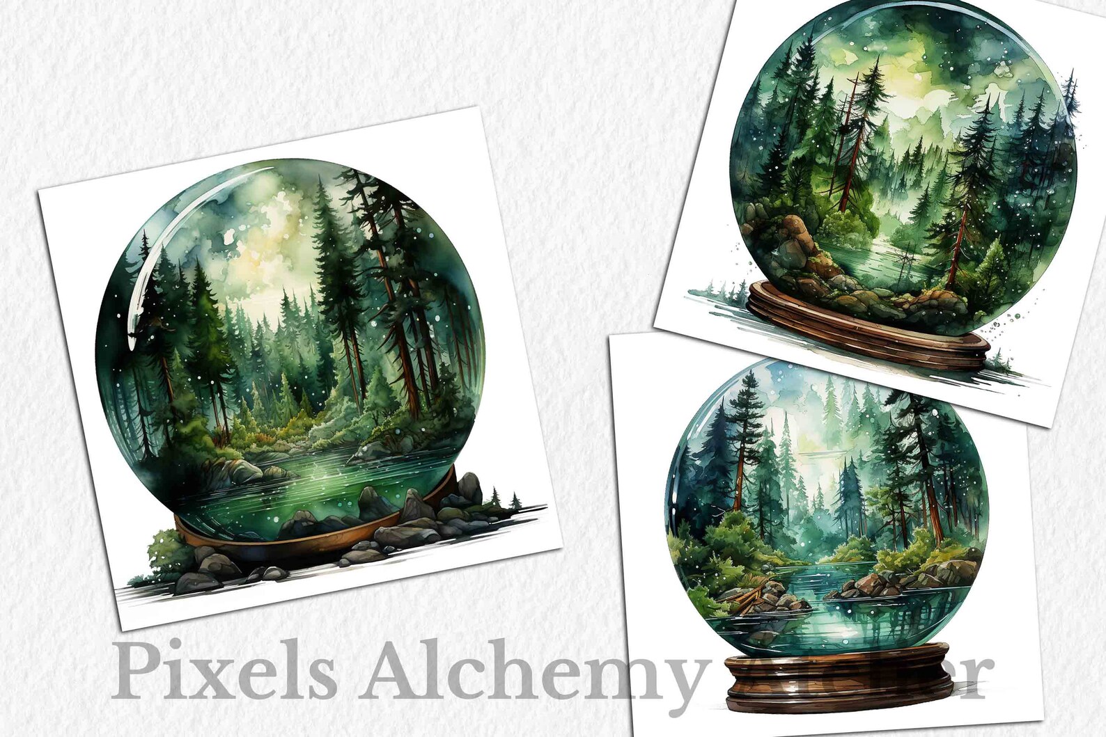 15 Enchanted Forest Crystal Ball Watercolor Clipart Set, Pngs, FREE ...