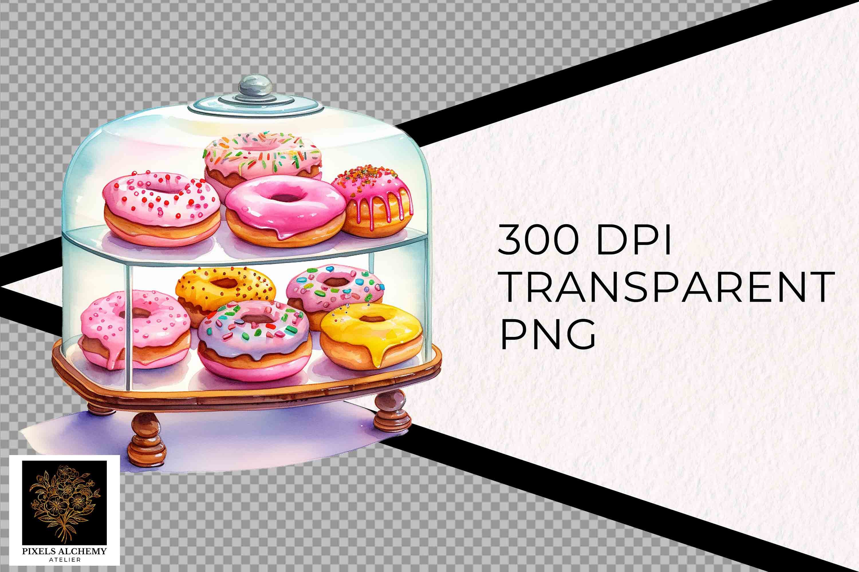 20 Cheerful Donut Delight Shop Watercolor Clipart, Pngs, Cute Donut ...
