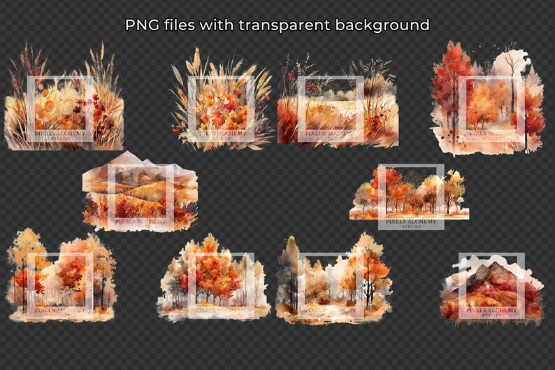 20 Autumn Dreamscape Watercolor Clipart, Transparent PNG, FREE ...