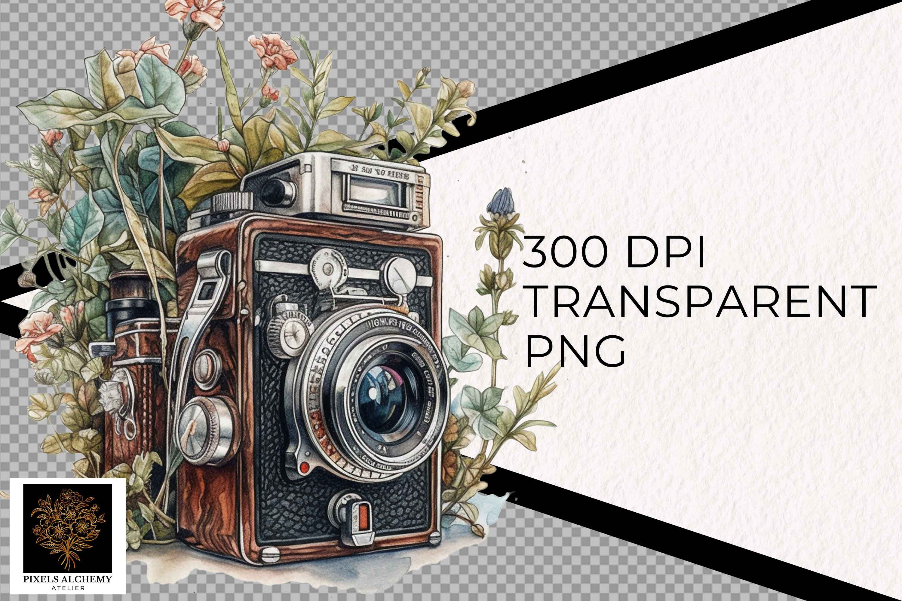 12 Vintage Camera Clipart, Transparent PNG for Commercial Use, Planners ...