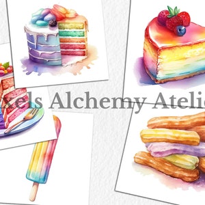 30 Rainbow Desserts Watercolor Clipart, Transparent PNG, FREE ...