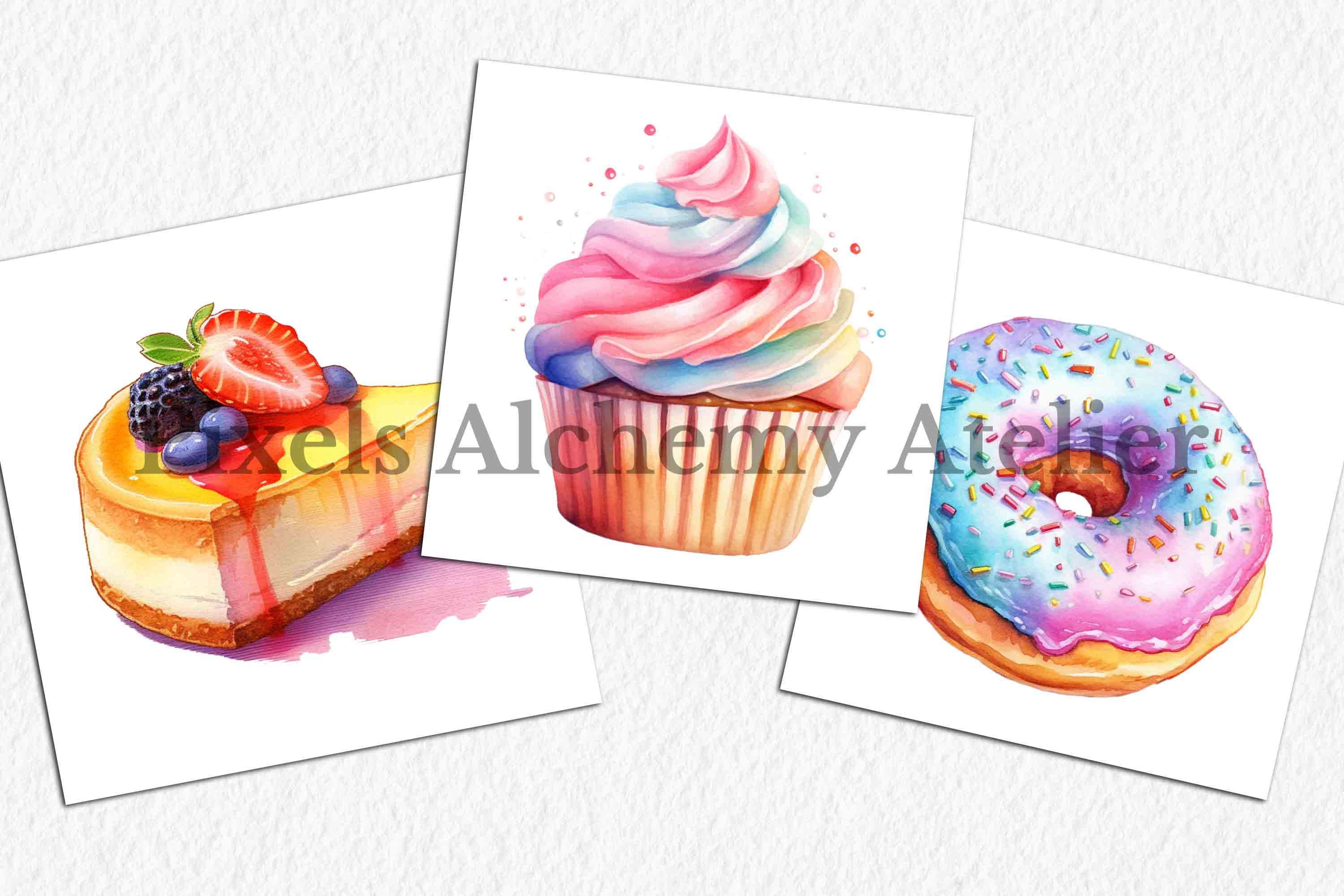 30 Rainbow Desserts Watercolor Clipart, Transparent PNG, FREE ...