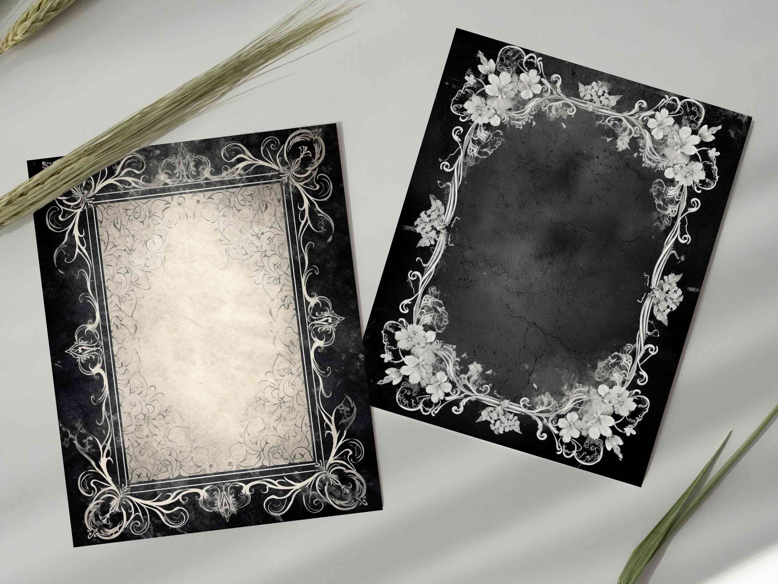 20 Vintage Noir Filigree Frame Digital Papers, Printable Paper Jpgs ...