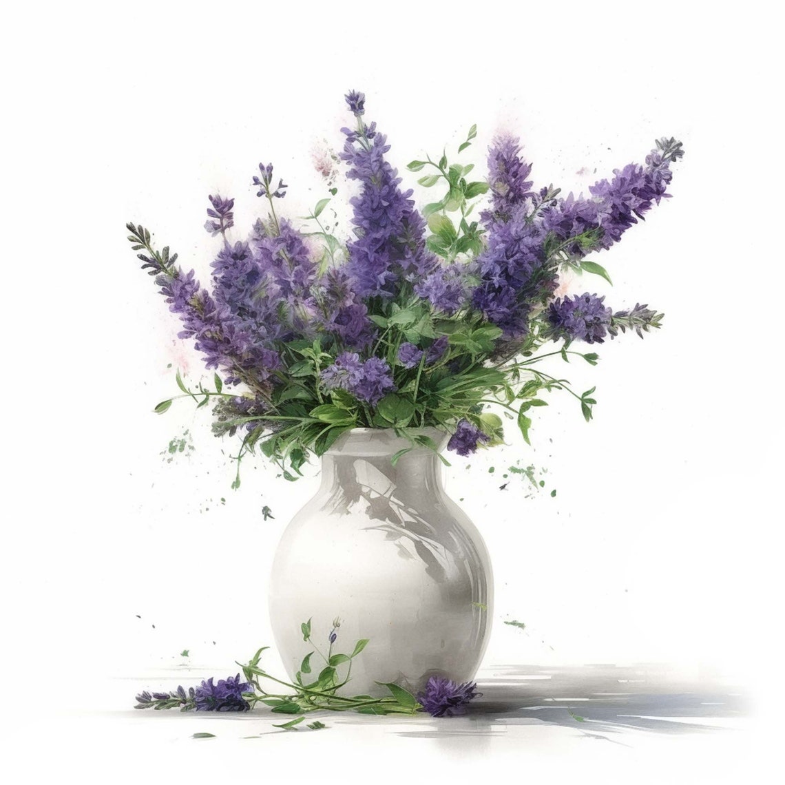 15 Lavender Bundle Jpgs, Watercolor Clipart, on White Background ...