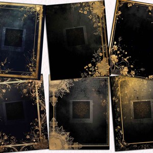 20 Golden Noir Border Frame Digital Papers, Printable Paper Jpgs, FREE ...