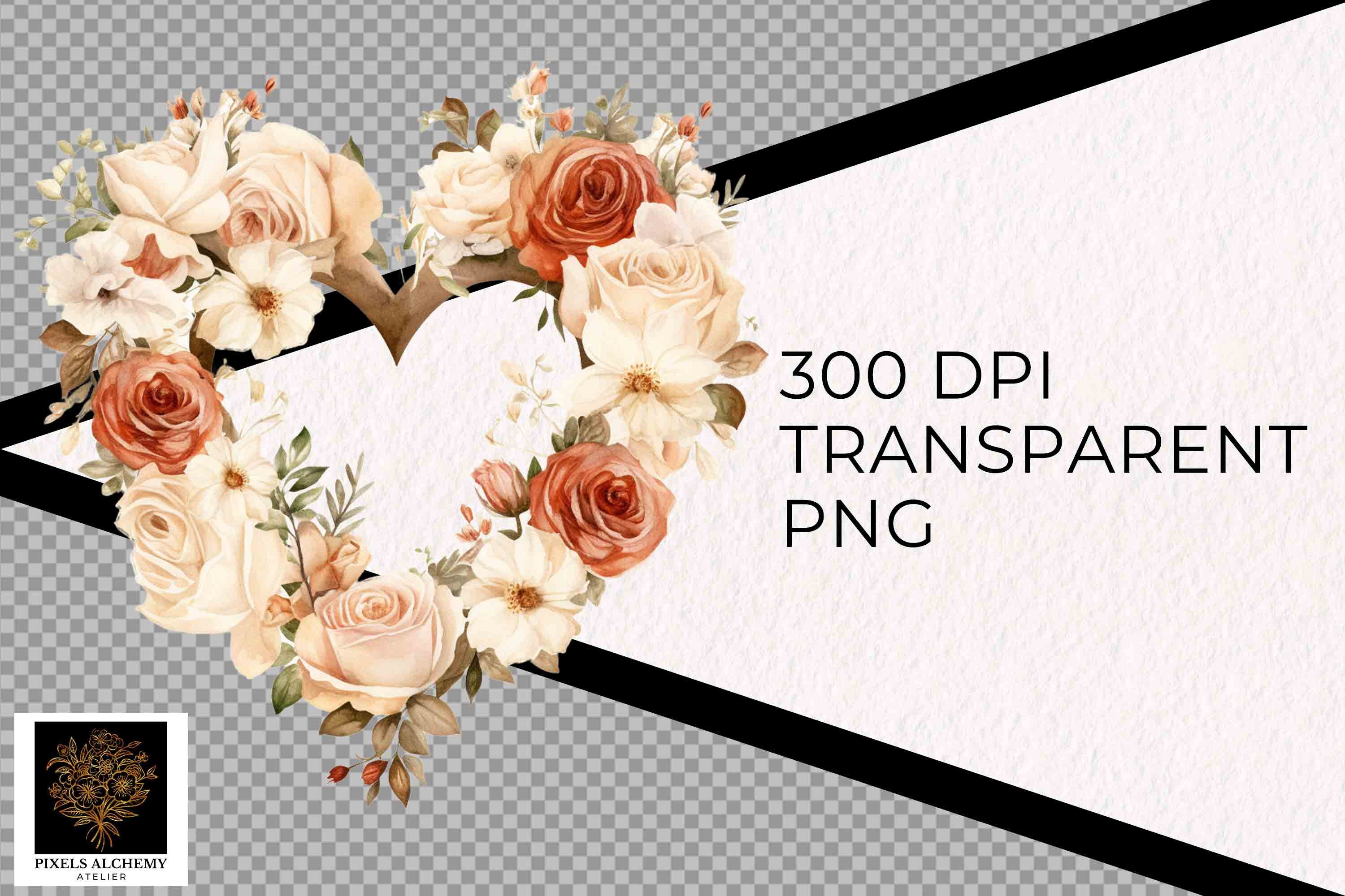 27 Terracotta Elegance Flower Frame Watercolor Clipart PNG - Etsy